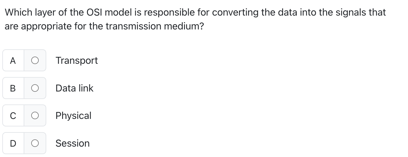 Solved Which layer of the OSI model is responsible for | Chegg.com