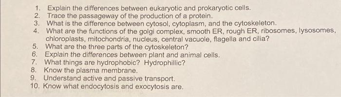 Solved 1. Explain the differences between eukaryotic and | Chegg.com Solved 1. Explain the differences between eukaryotic and | Chegg.com