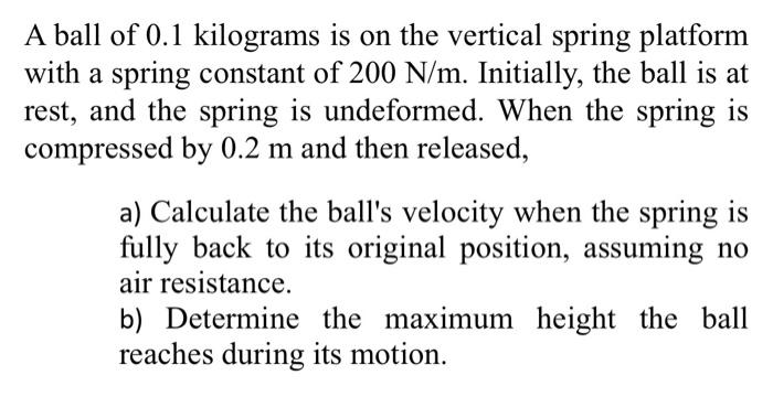 Solved A ball of 0.1 kilograms is on the vertical spring | Chegg.com