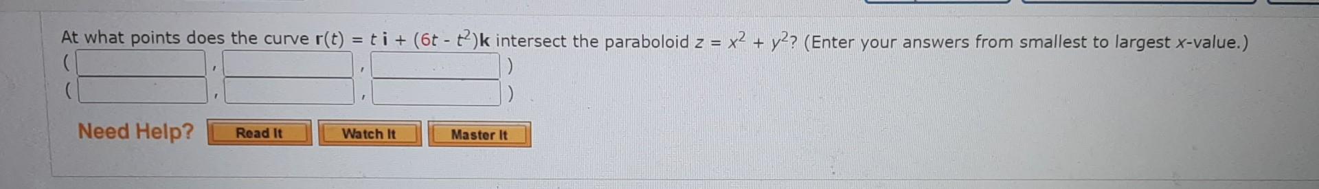 Solved At what points does the curve r(t)=ti+(6t−t2)k | Chegg.com