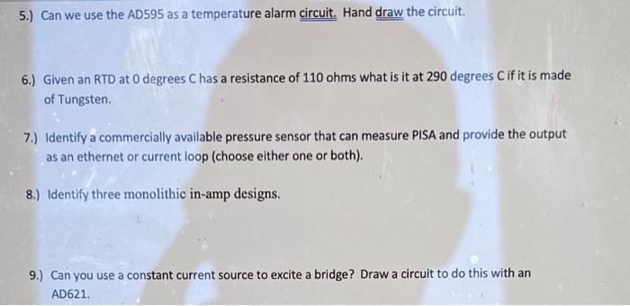 Solved 5.) Can we use the AD595 as a temperature alarm | Chegg.com