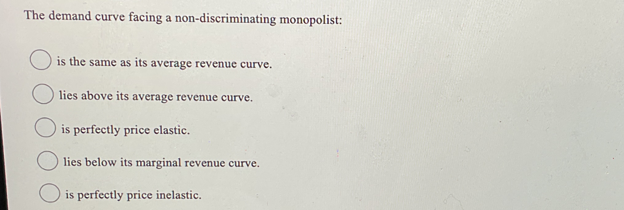 Solved The demand curve facing a non-discriminating | Chegg.com