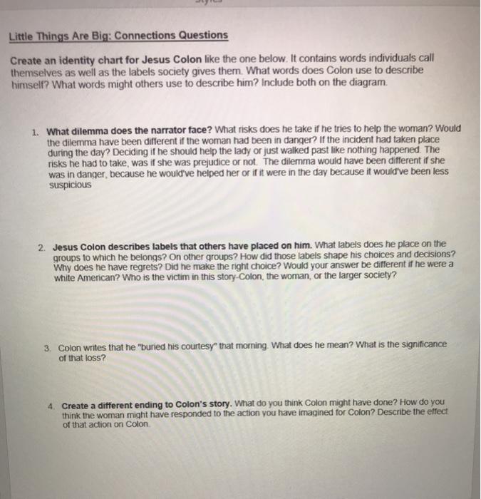 Little Things are Big By Jesus Colon Ive been | Chegg.com