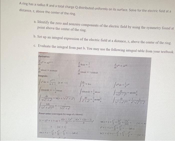 Solved ing has a radius R and a total charge Q distributed | Chegg.com