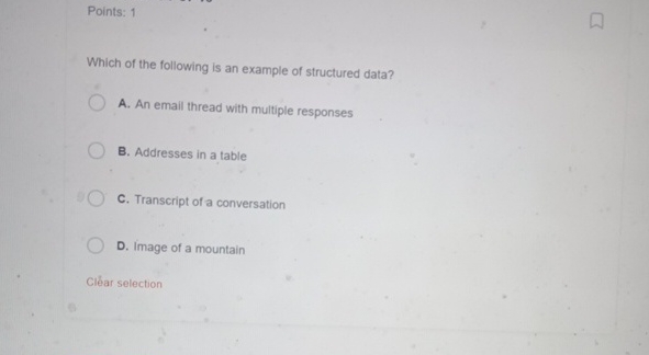 Solved Points: 1Which of the following is an example of | Chegg.com