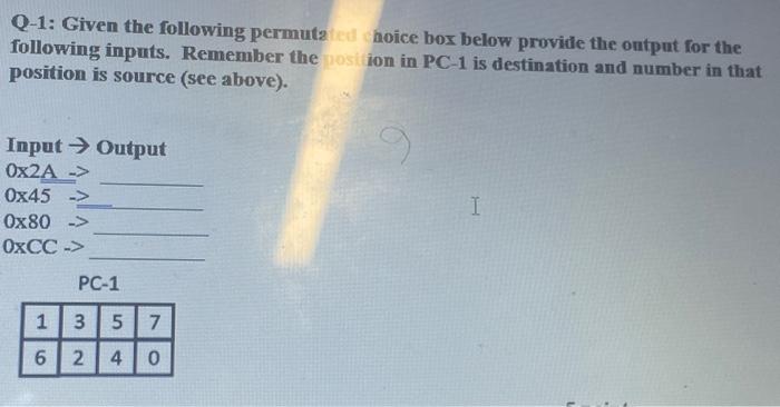 Solved Q-1: Given the following permutated choice box below | Chegg.com
