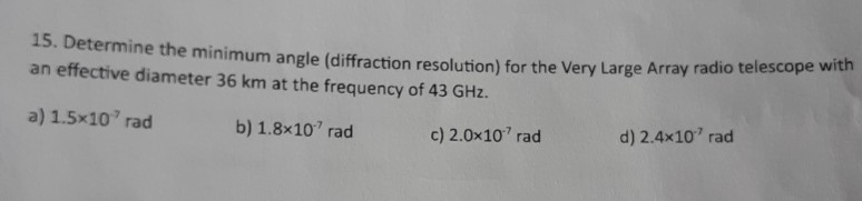 Solved 15. Determine the minimum angle (diffraction | Chegg.com