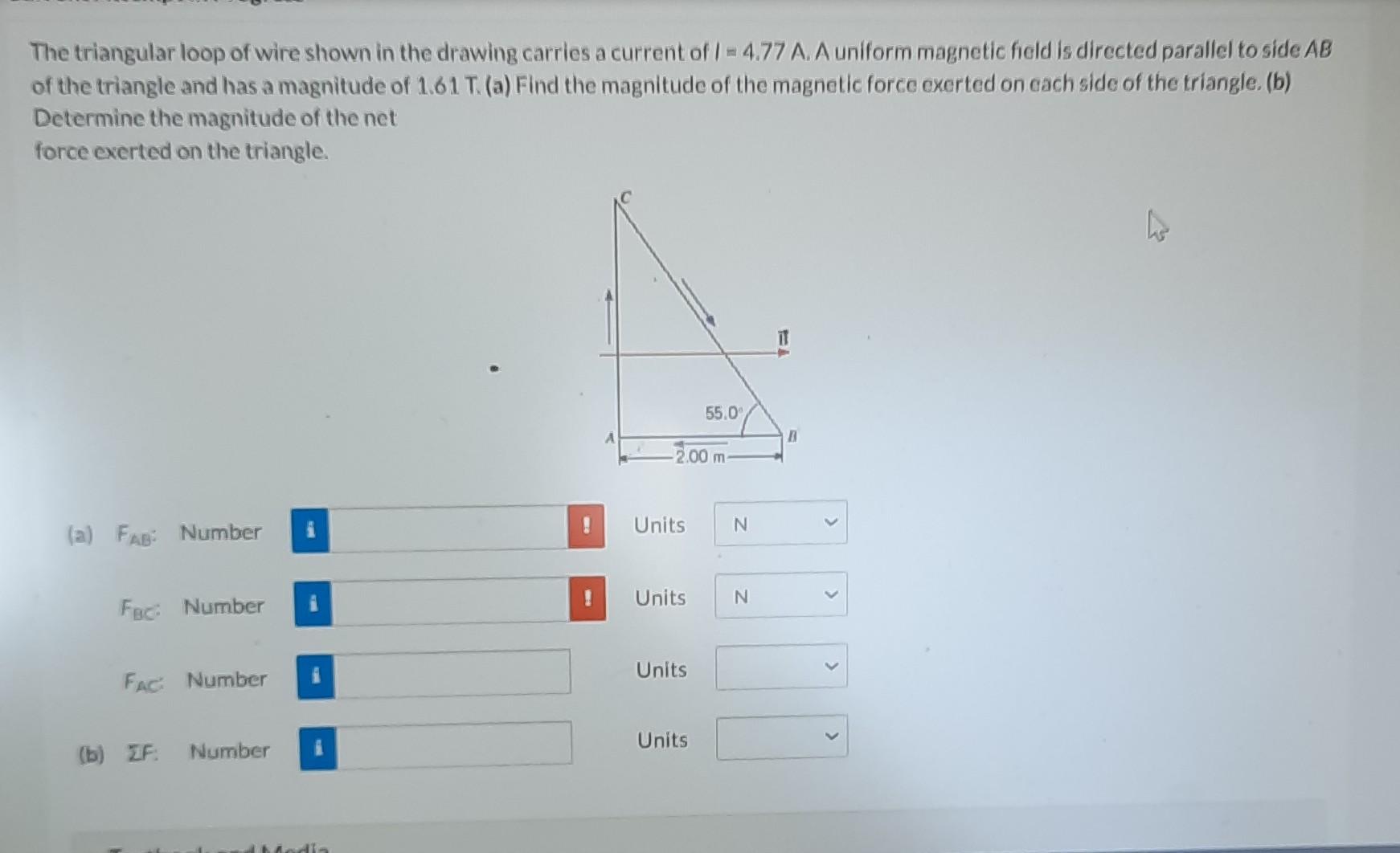 Solved Current Attempt The triangular loop of wire shown in | Chegg.com