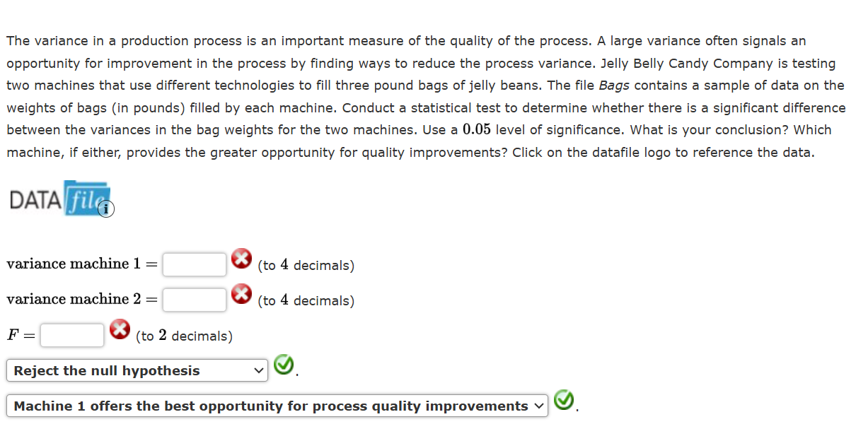 Solved The variance in a production process is an important | Chegg.com