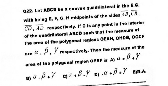 Solved Q22. Let ABCD be a convex quadrilateral in the E.G. | Chegg.com