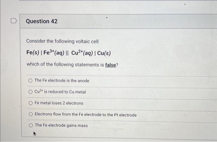 Solved Consider the following voltaic cell | Chegg.com