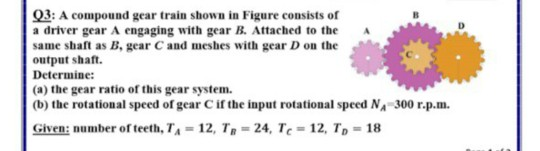 Solved 03: A compound gear train shown in Figure consists of | Chegg.com