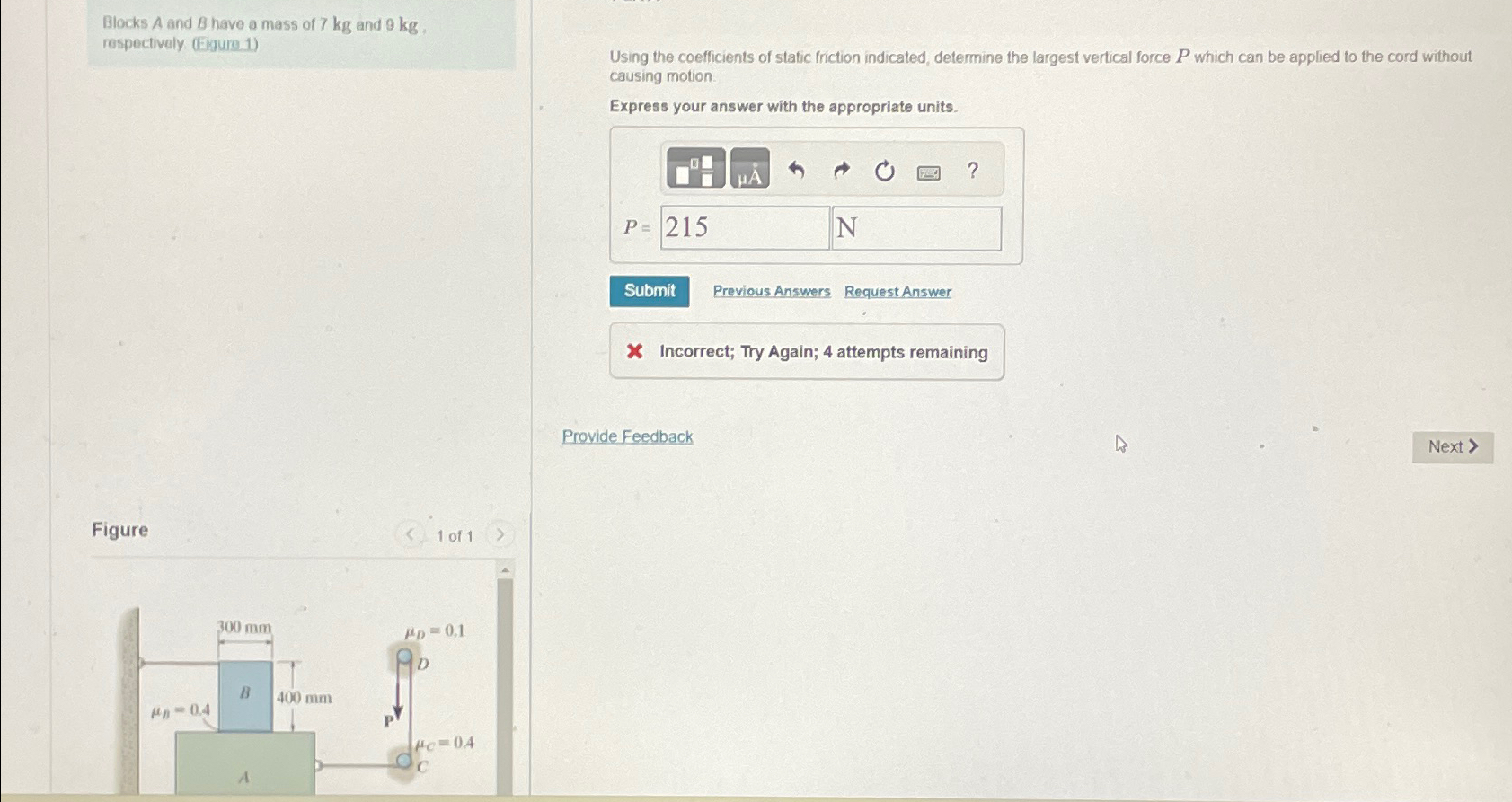 Solved Blocks A and B ﻿have a mass of 7kg ﻿and 9kg, | Chegg.com