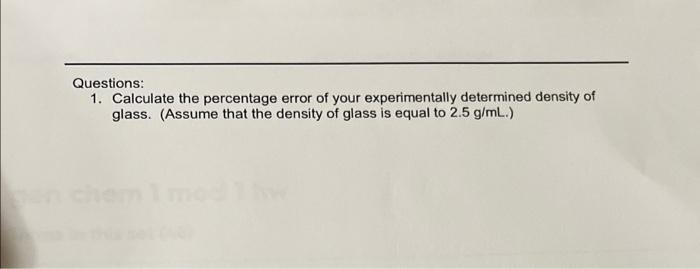 Solved Experiment 2 DENSITY REPORT FORM NAME: Date: | Chegg.com
