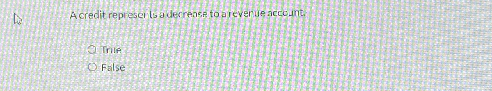 Solved A credit represents a decrease to a revenue | Chegg.com