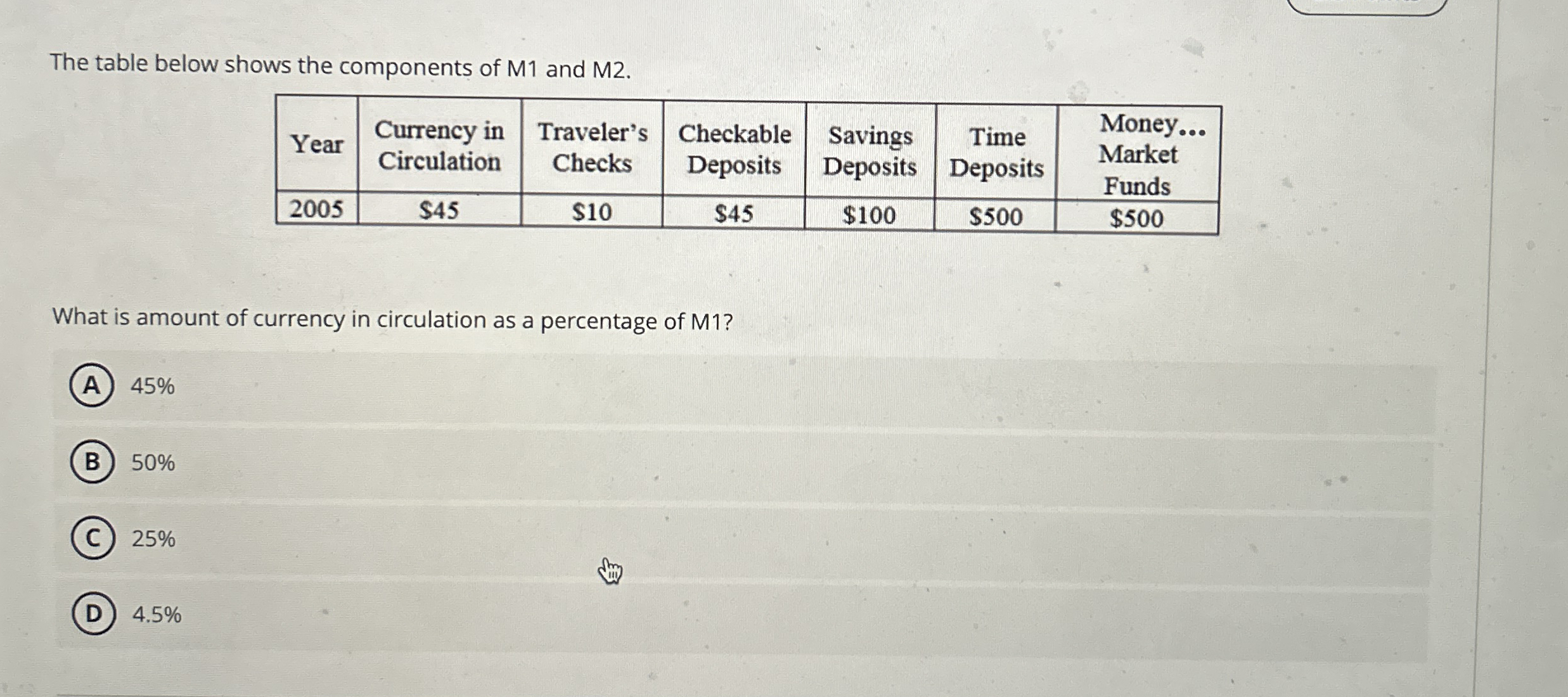 Solved The table below shows the components of M1 ﻿and | Chegg.com