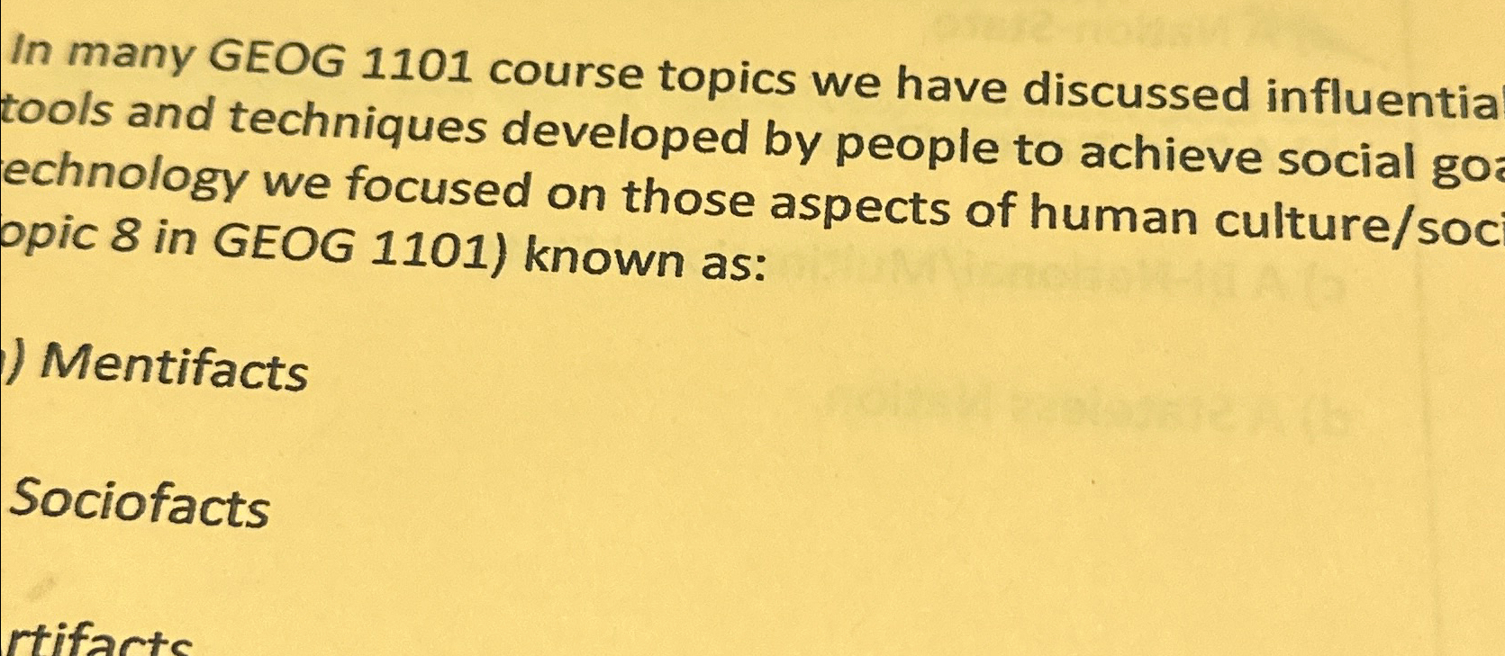 Solved In many GEOG 1101 ﻿course topics we have discussed | Chegg.com