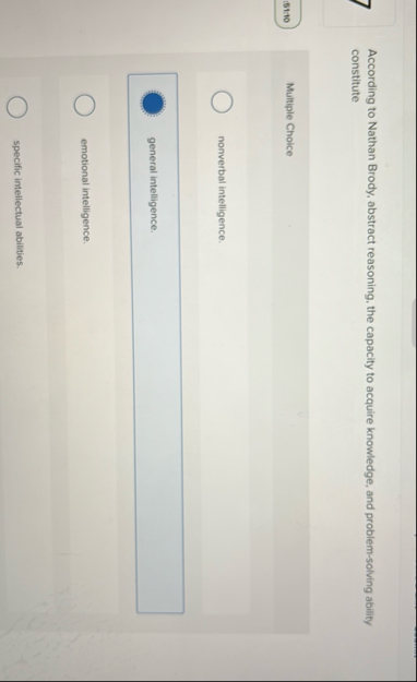 Solved According to Nathan Brody, abstract reasoning, the | Chegg.com