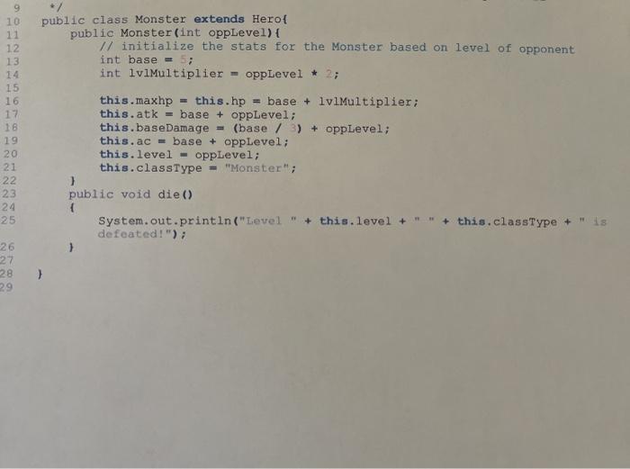 Solved Java programming. complete just the Hero class as | Chegg.com