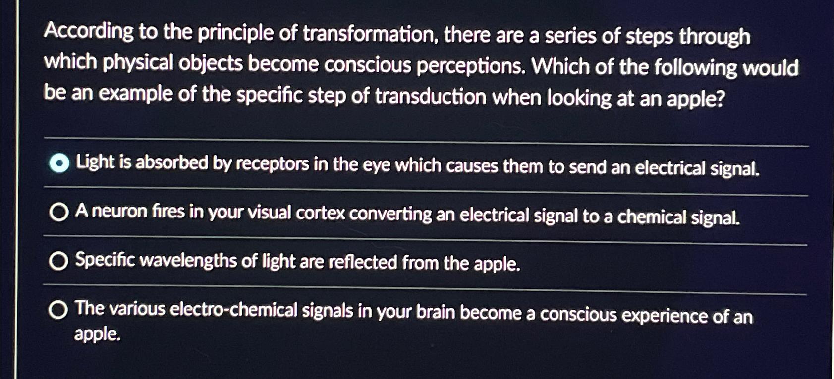 Solved According to the principle of transformation, there | Chegg.com