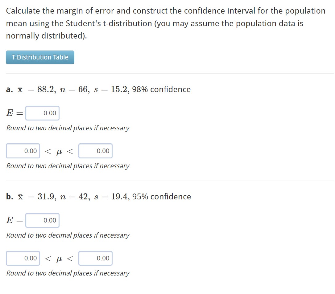 Solved Calculate the margin of error and construct the | Chegg.com