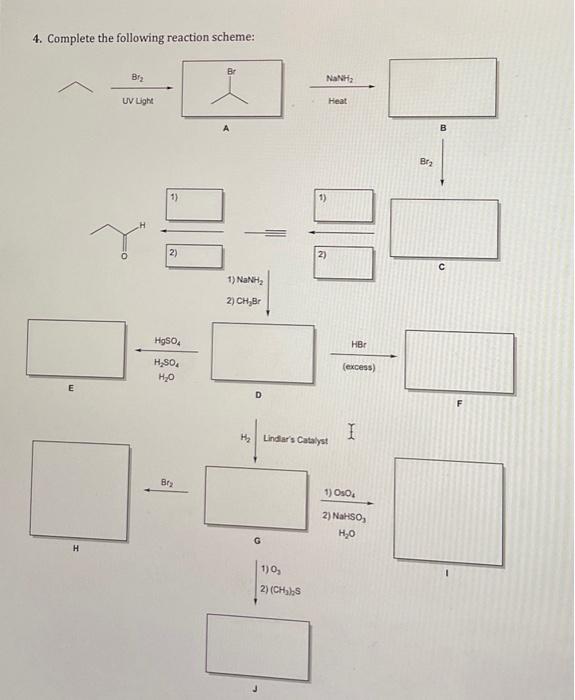 Solved 4. Complete the following reaction scheme: E H Br2 UV | Chegg.com
