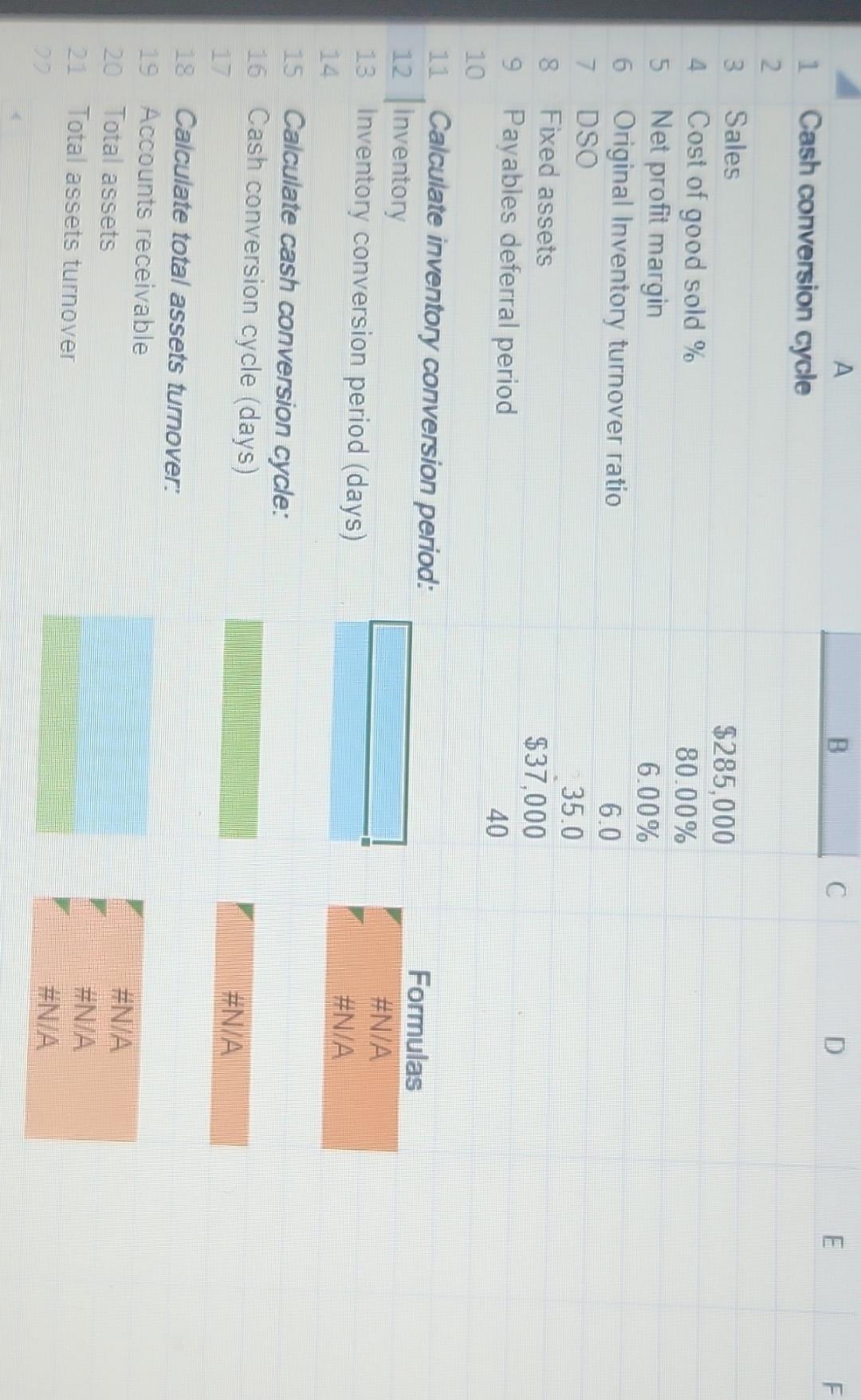 Solved Excel Online Structured Activity: Cash conversion | Chegg.com