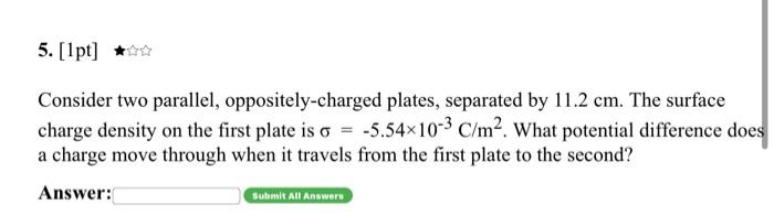 Solved Consider two parallel, oppositely-charged plates, | Chegg.com