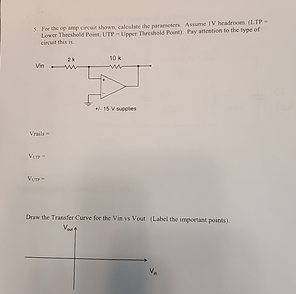 Solved For the op amp circuit shown, calculate the | Chegg.com