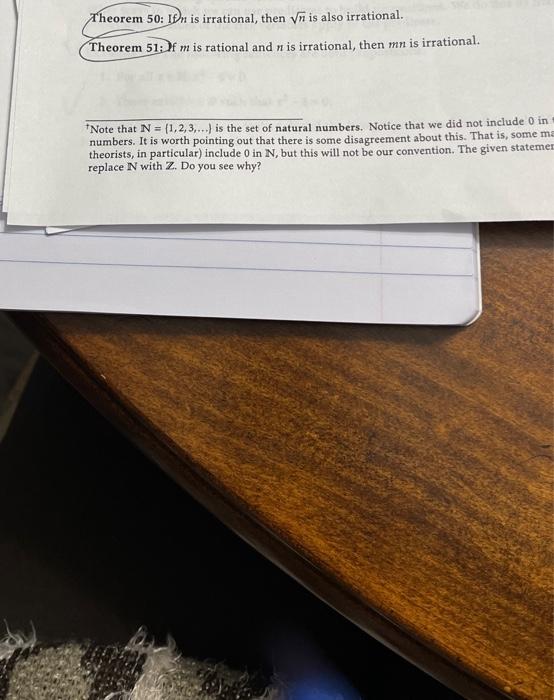 Theorem 50: If n is irrational, then √n is also | Chegg.com