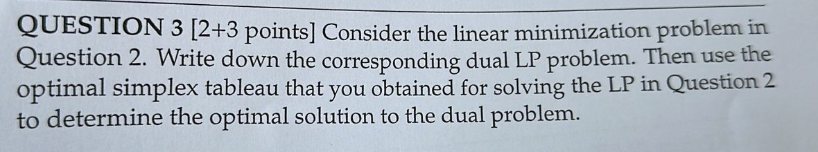 QUESTION points] ﻿Consider the linear minimization | Chegg.com