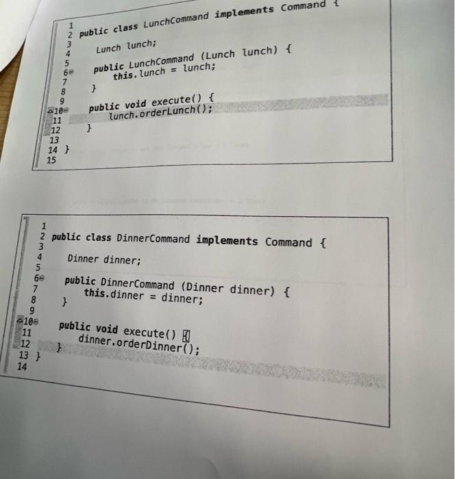 Solved 2 Command Pattern You are given following Command | Chegg.com