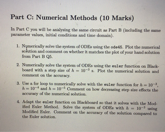 Solved Part B: Systems of ODES (10 Marks) Consider the RLC | Chegg.com