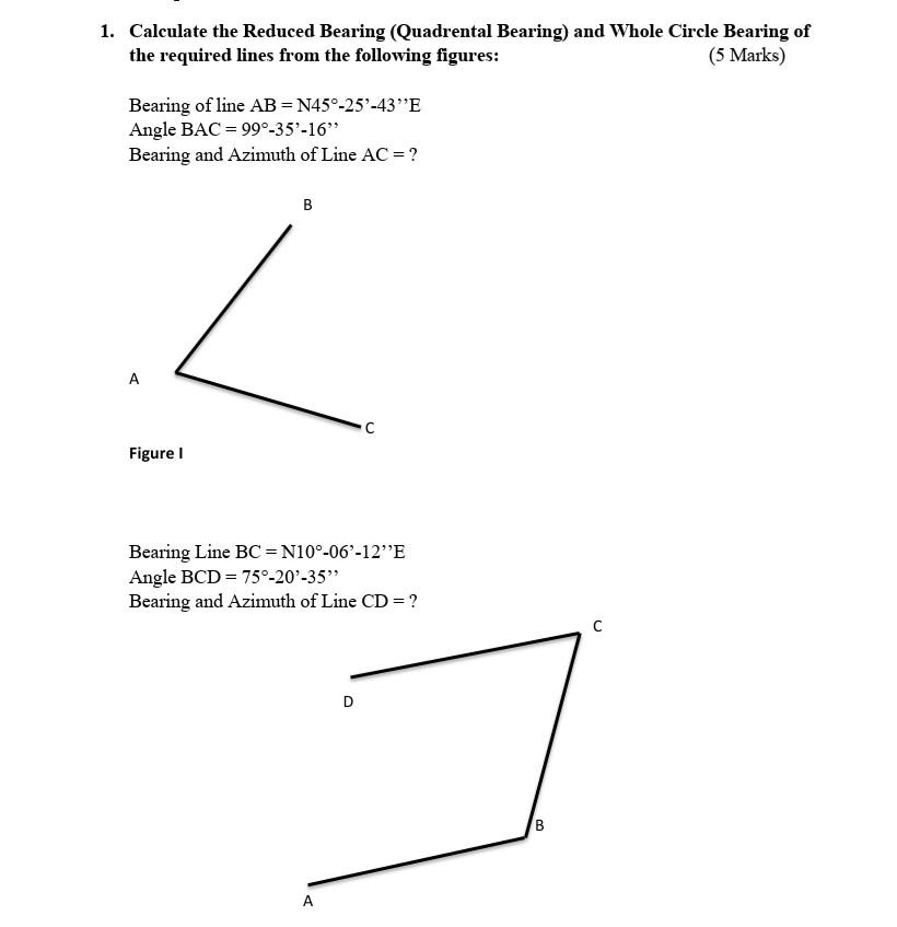 Solved 1. Calculate the Reduced Bearing (Quadrental Bearing) | Chegg.com