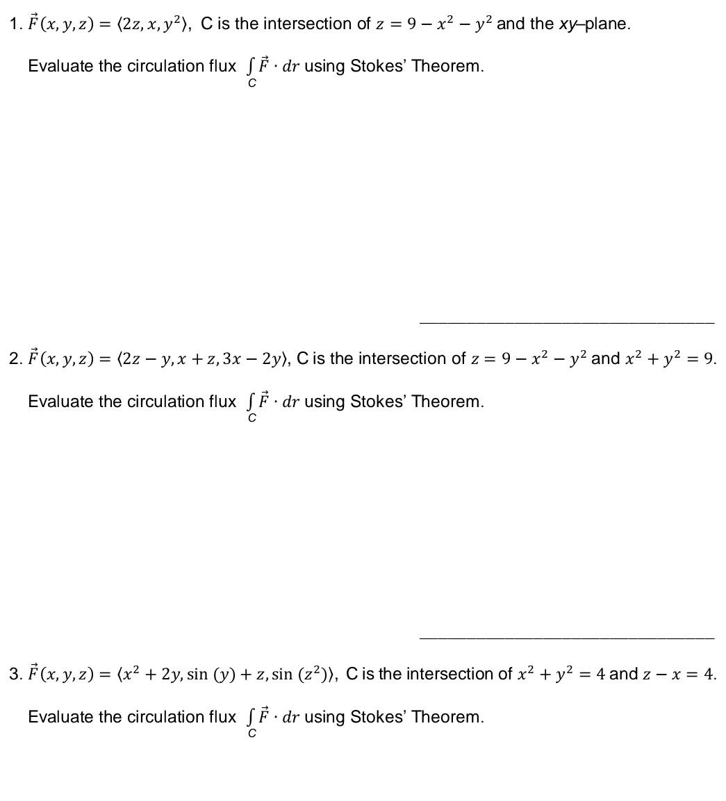 Solved 1. F(x,y,z)= 2z,x,y2 ,C is the intersection of | Chegg.com