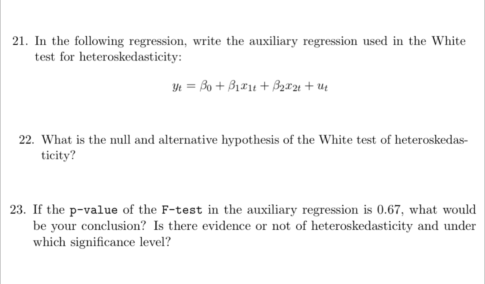 Solved In The Following Regression Write The Auxiliary