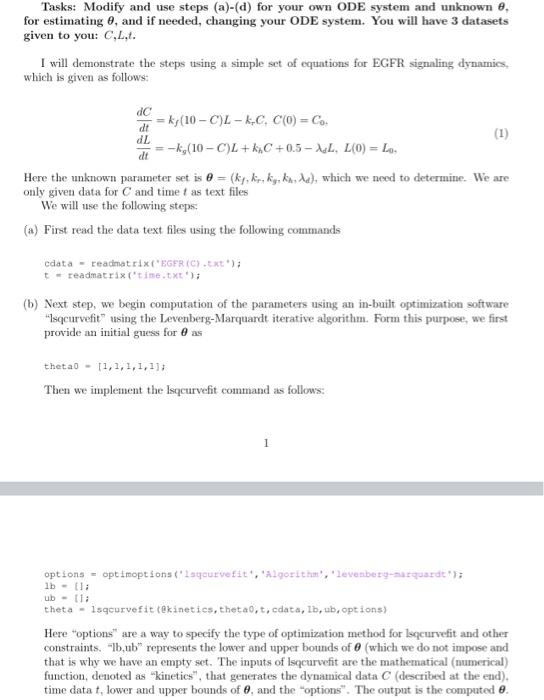 Tasks: Modify and use steps (a)-(d) for your own ODE | Chegg.com