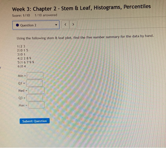 Solved Week 3: Chapter 2 - Stem & Leaf, Histograms, | Chegg.com
