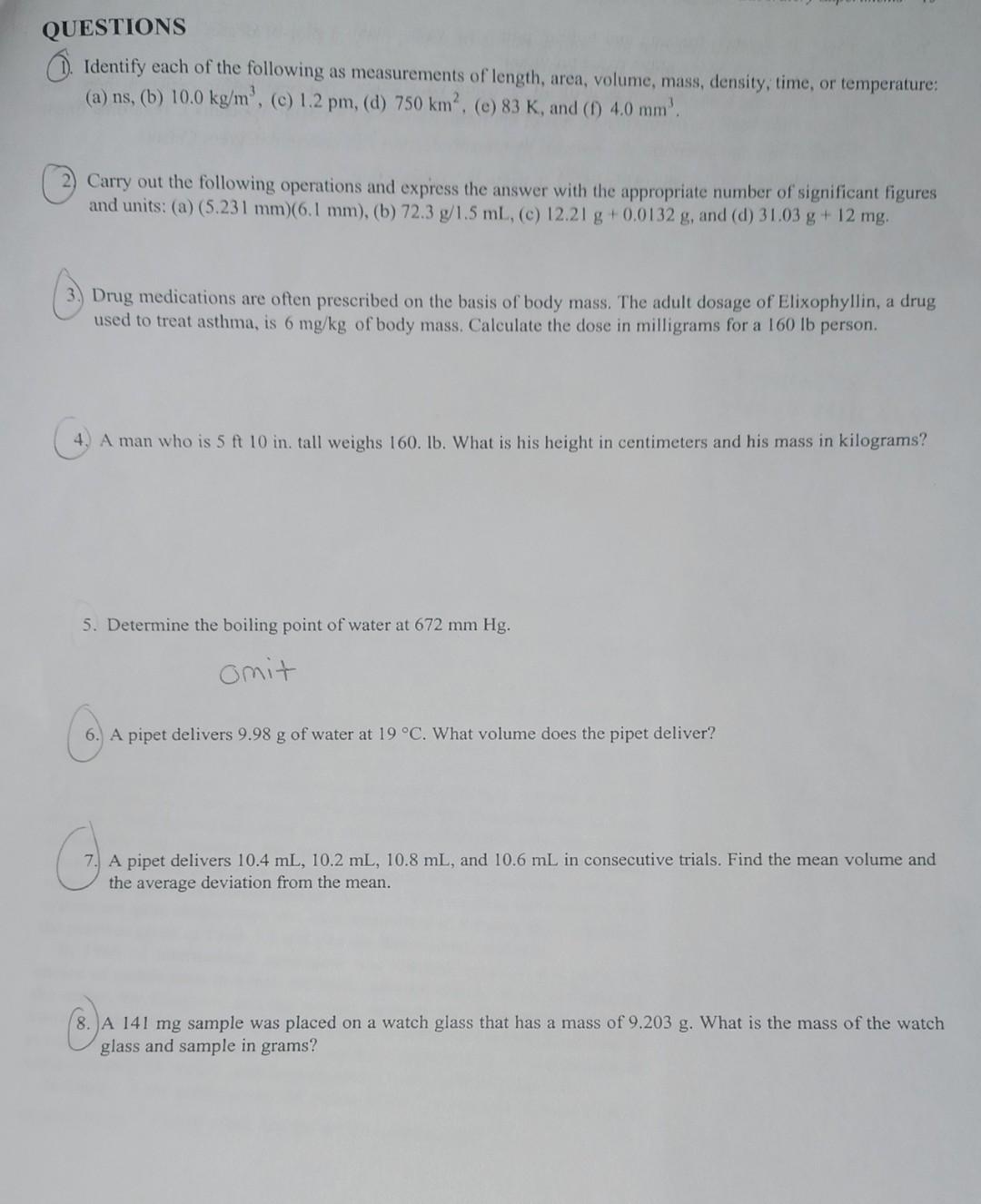 Solved Identify each of the following as measurements of | Chegg.com