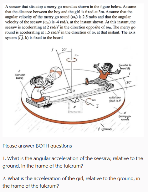 Solved A seesaw that sits atop a merry go round as shown in | Chegg.com