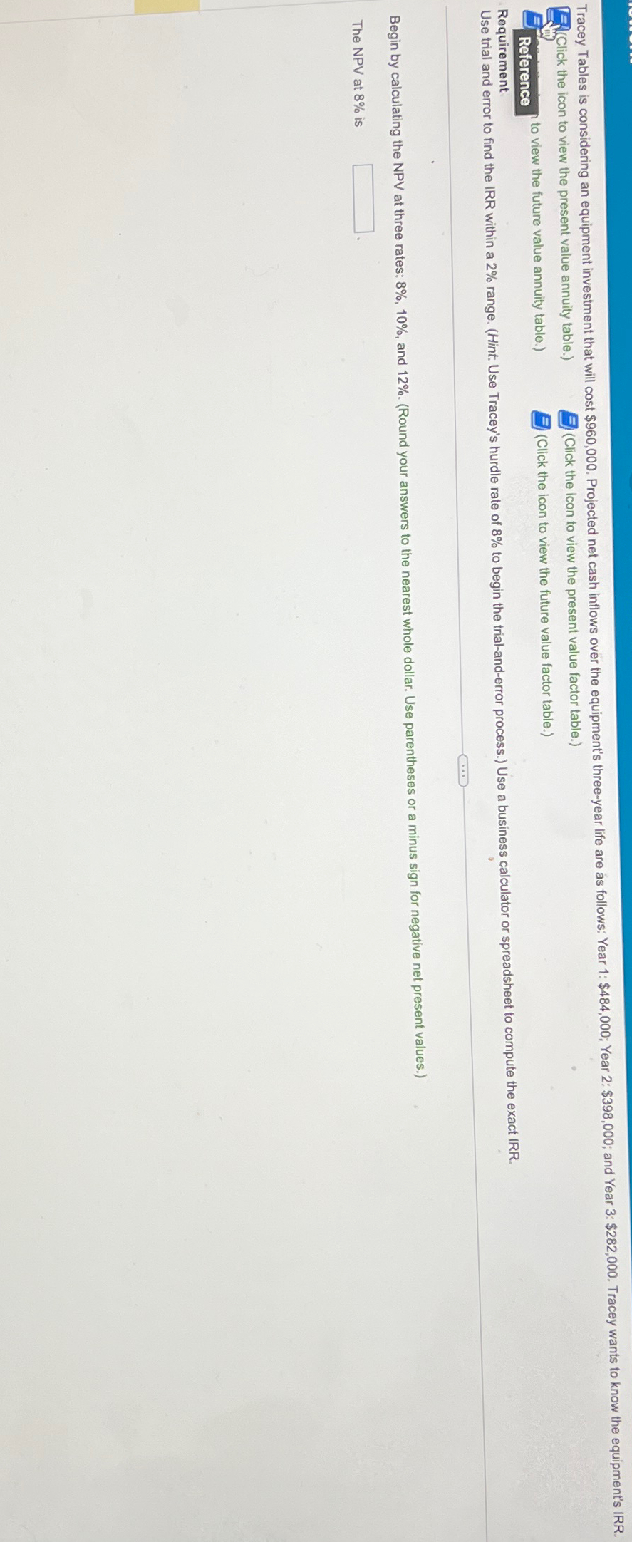 Solved (Click the icon to view the present value annuity | Chegg.com