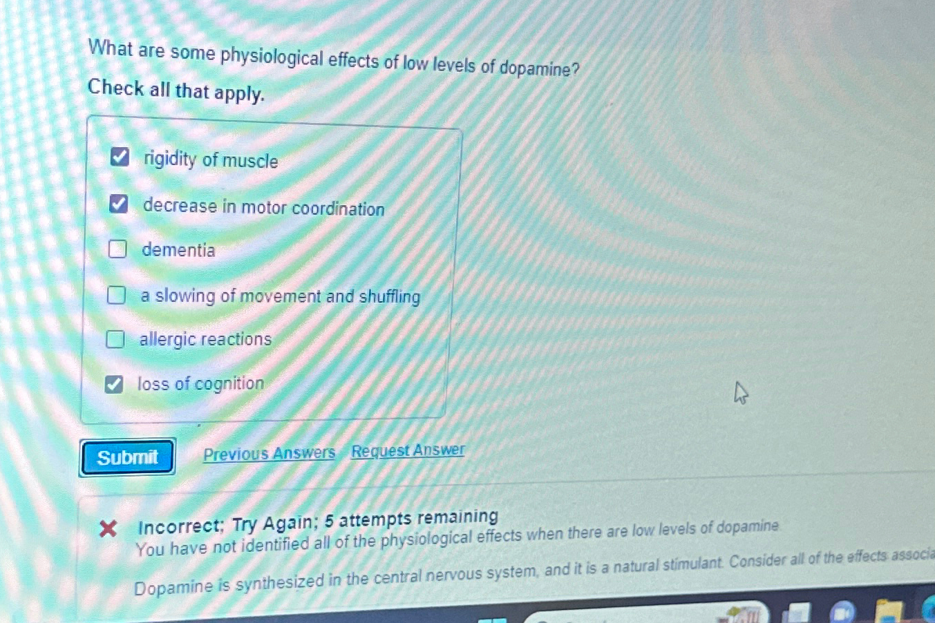 Solved What are some physiological effects of low levels of | Chegg.com