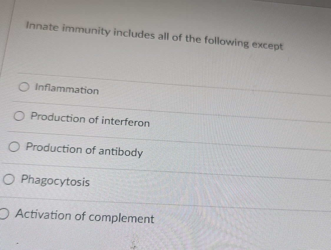 Solved Innate immunity includes all of the following | Chegg.com