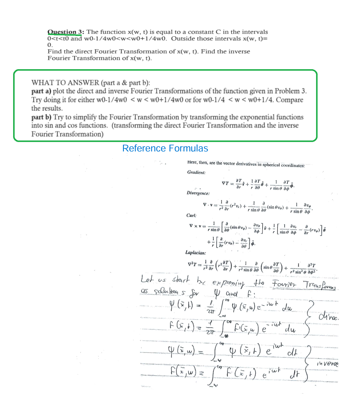 Solved part a) ﻿plot the direct and inverse Fourier | Chegg.com