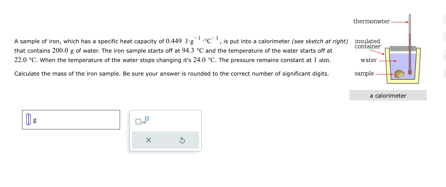 Solved A sample of iron, which has a specific heat capacity | Chegg.com