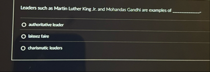 Solved Leaders such as Martin Luther King Jr. ﻿and Mohandas | Chegg.com