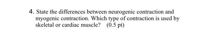 [Solved]: 4. State the differences between neurogenic contr