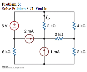 Solved Problem 5:Solve Problem 3.71. ﻿Find Io. | Chegg.com