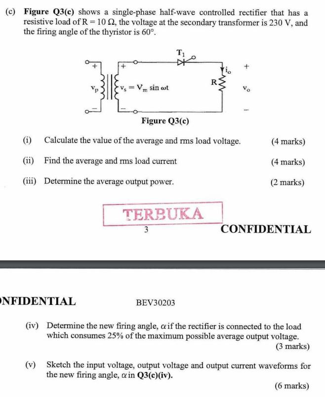 Solved (c) ﻿Figure Q3(c) ﻿shows a single-phase half-wave | Chegg.com