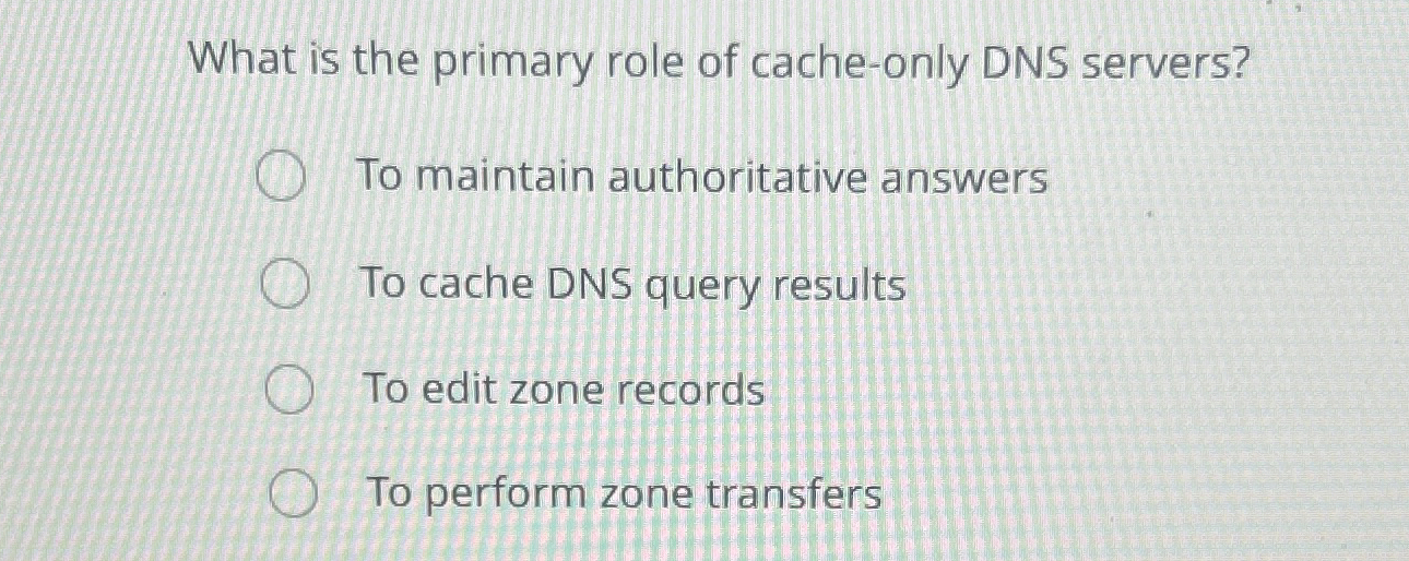 Solved What is the primary role of cache-only DNS servers?To | Chegg.com